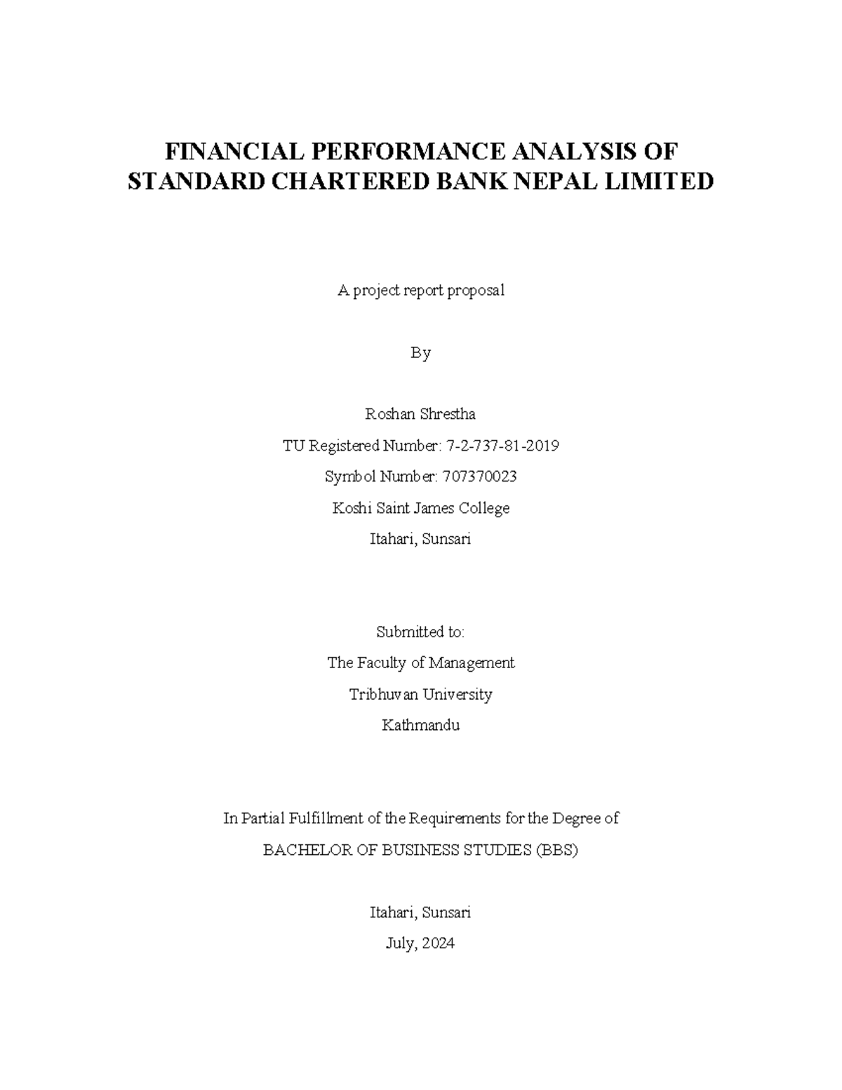 Proposal Scbnl - Guide for BBS 4th year Report writing - FINANCIAL ...