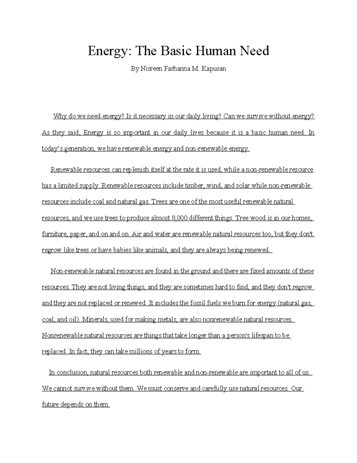 ENERGY MEANING/DEFINITION - Energy: The Basic Human Need By Nisreen ...