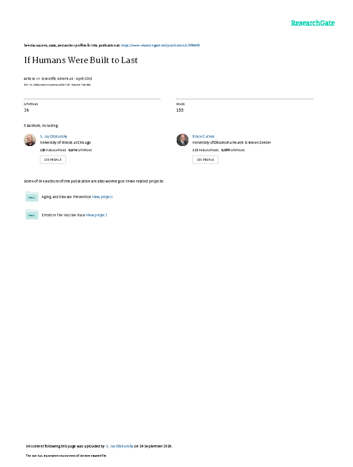 If Humans were Built to Last - See discussions, stats, and author ...