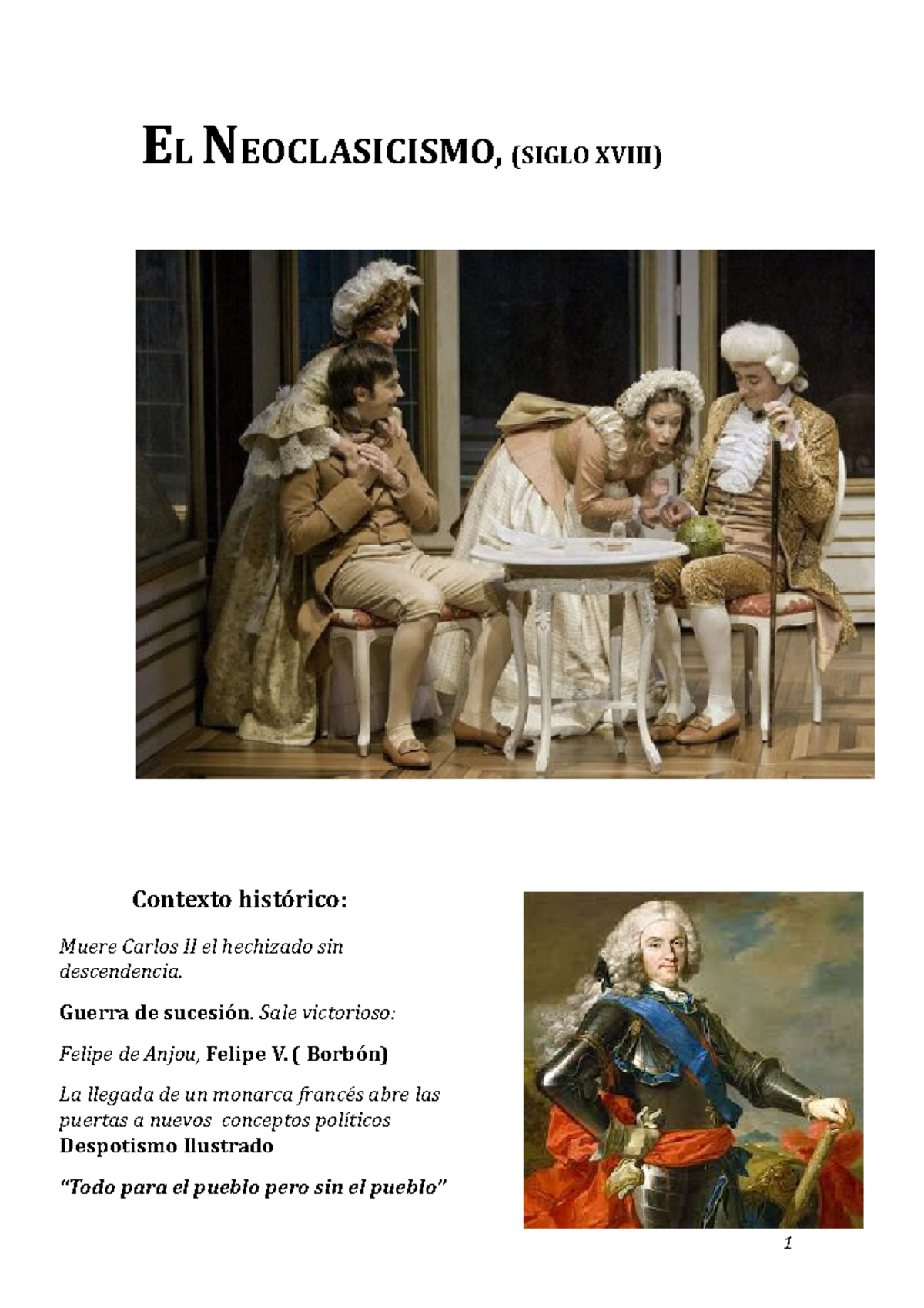 EL Neoclasicismo - Apuntes 7 - EL NEOCLASICISMO, (SIGLO Contexto ...