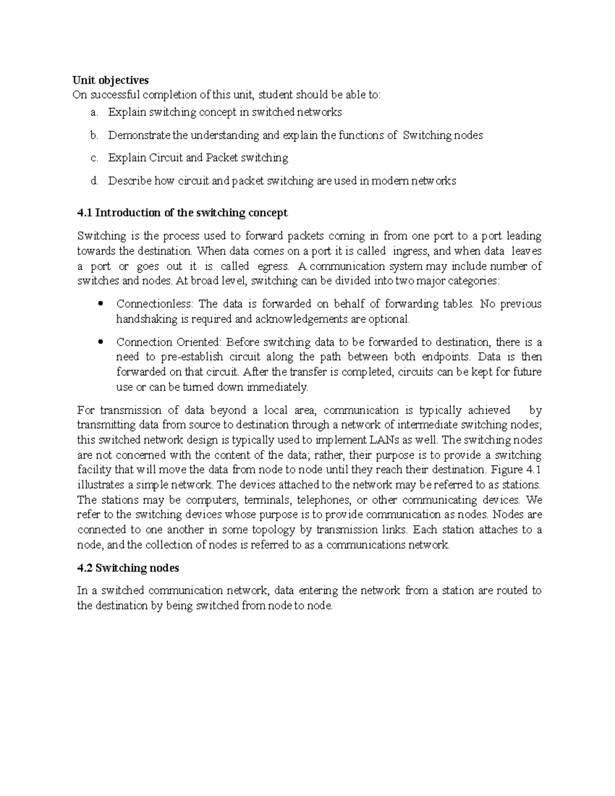 Unit 4 Network Layer Unit Objectives On Successful Completion Of This 2970