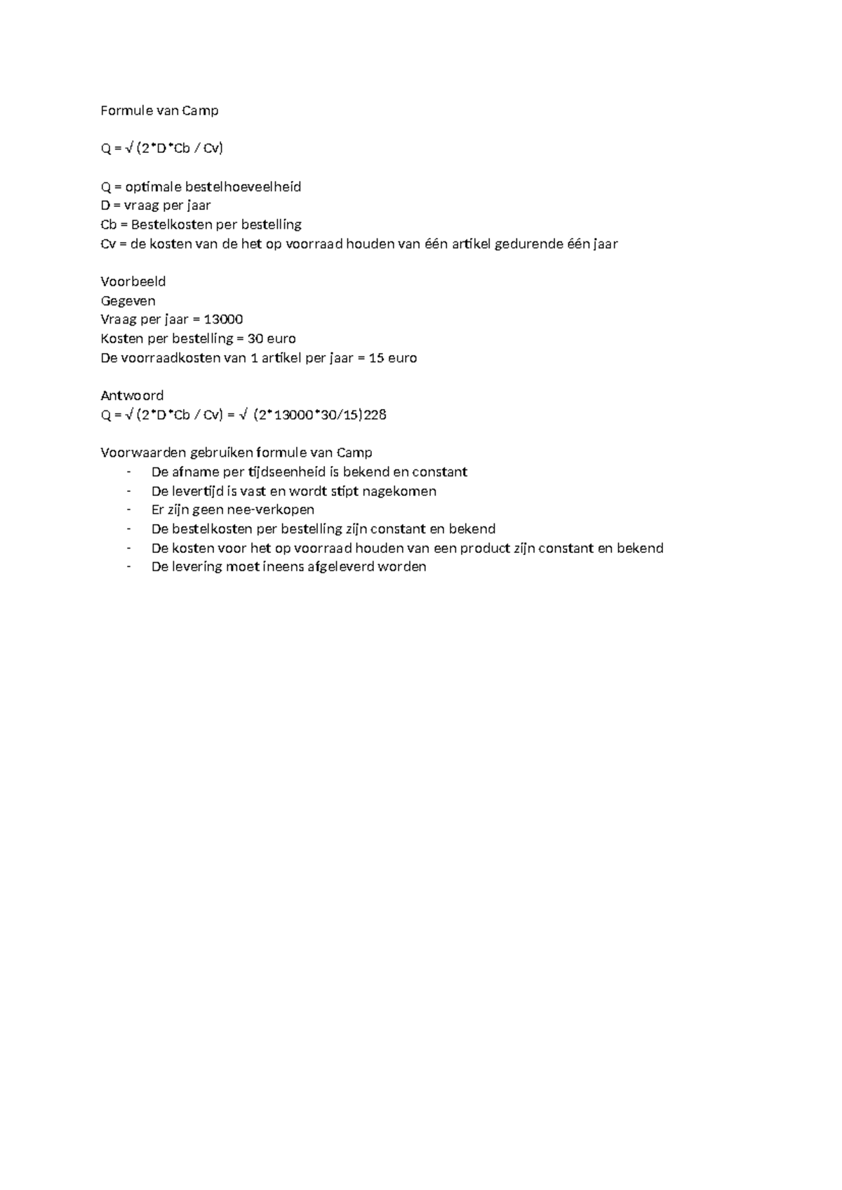 Formule van Camp - Studeersnel