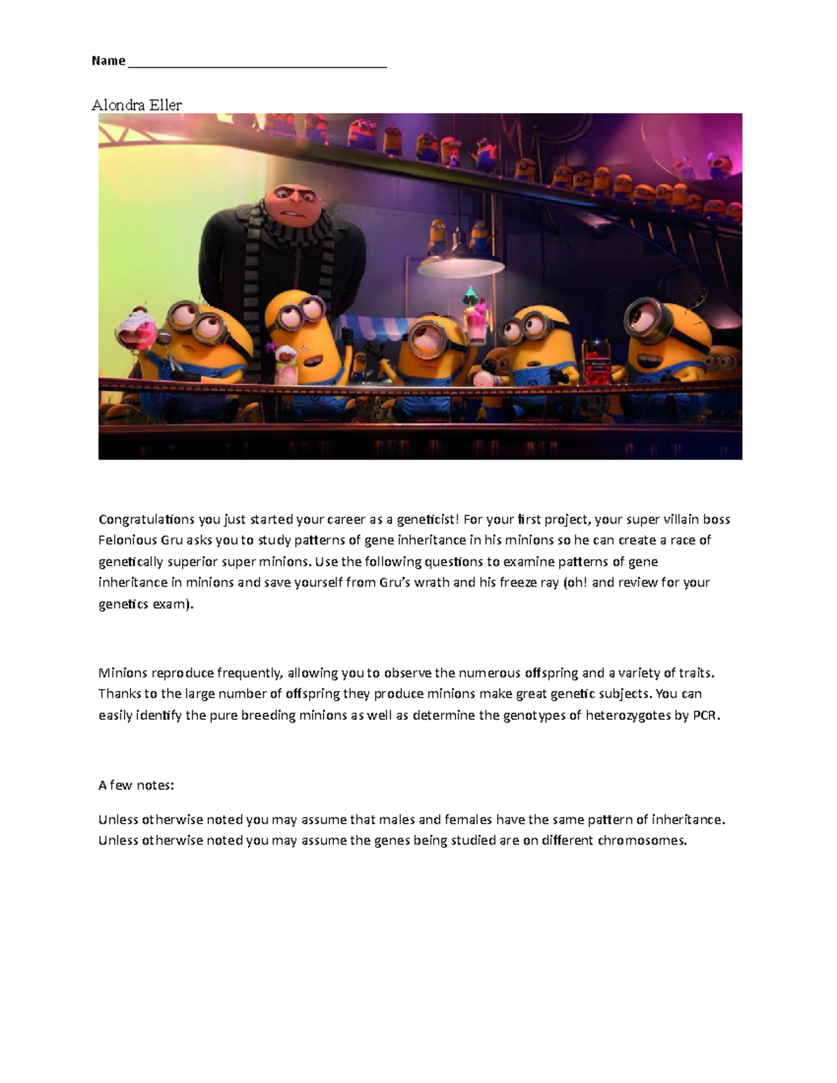 Minion genetics - Alondra Eller Congratulations you just started your ...