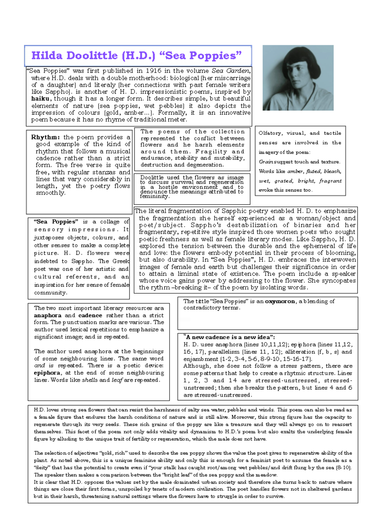 Esquema H. D. “Sea Poppies” - Rhythm: the poem provides a good example ...