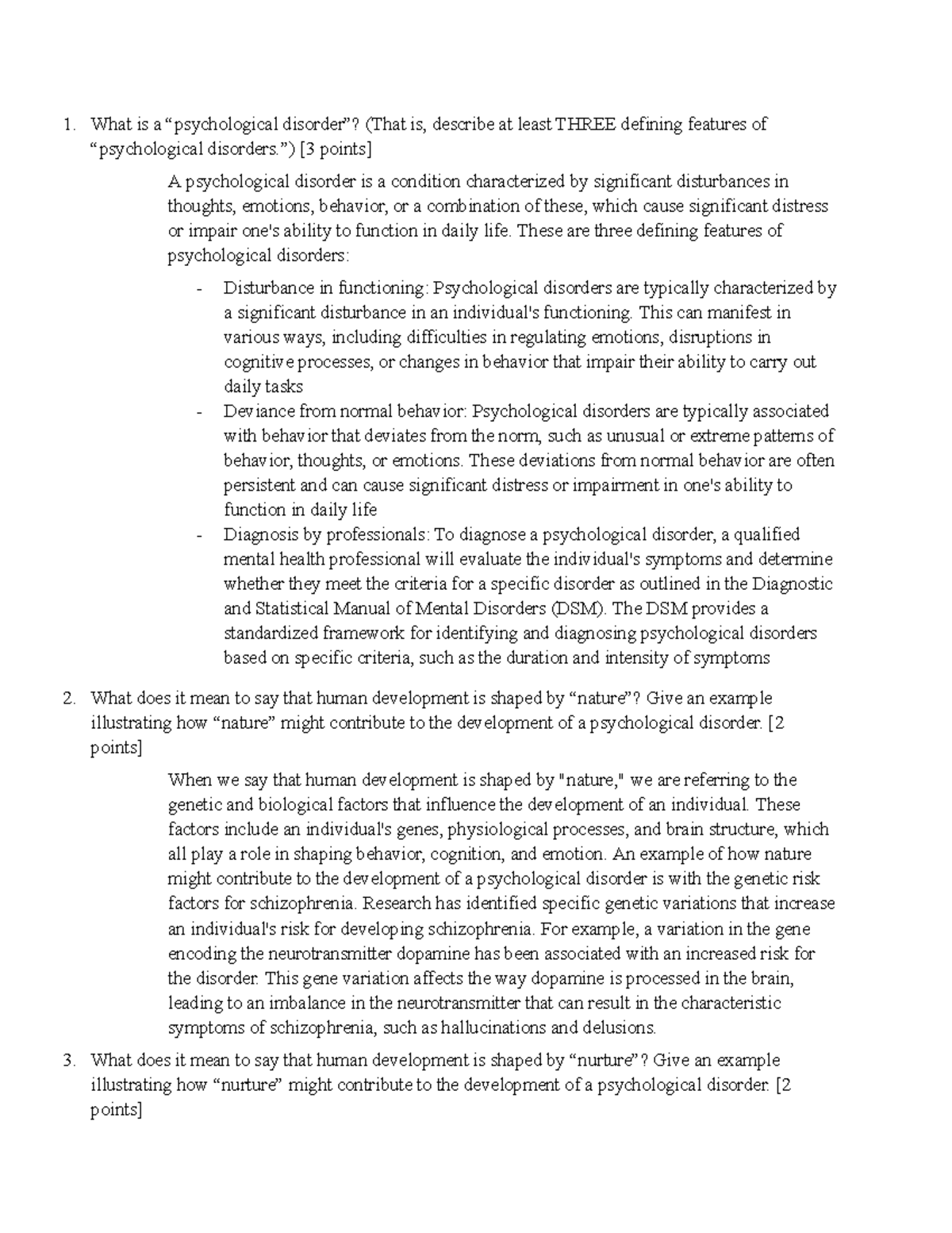 Assign 8 Reviewing Units 9-11 - What is a “psychological disorder ...