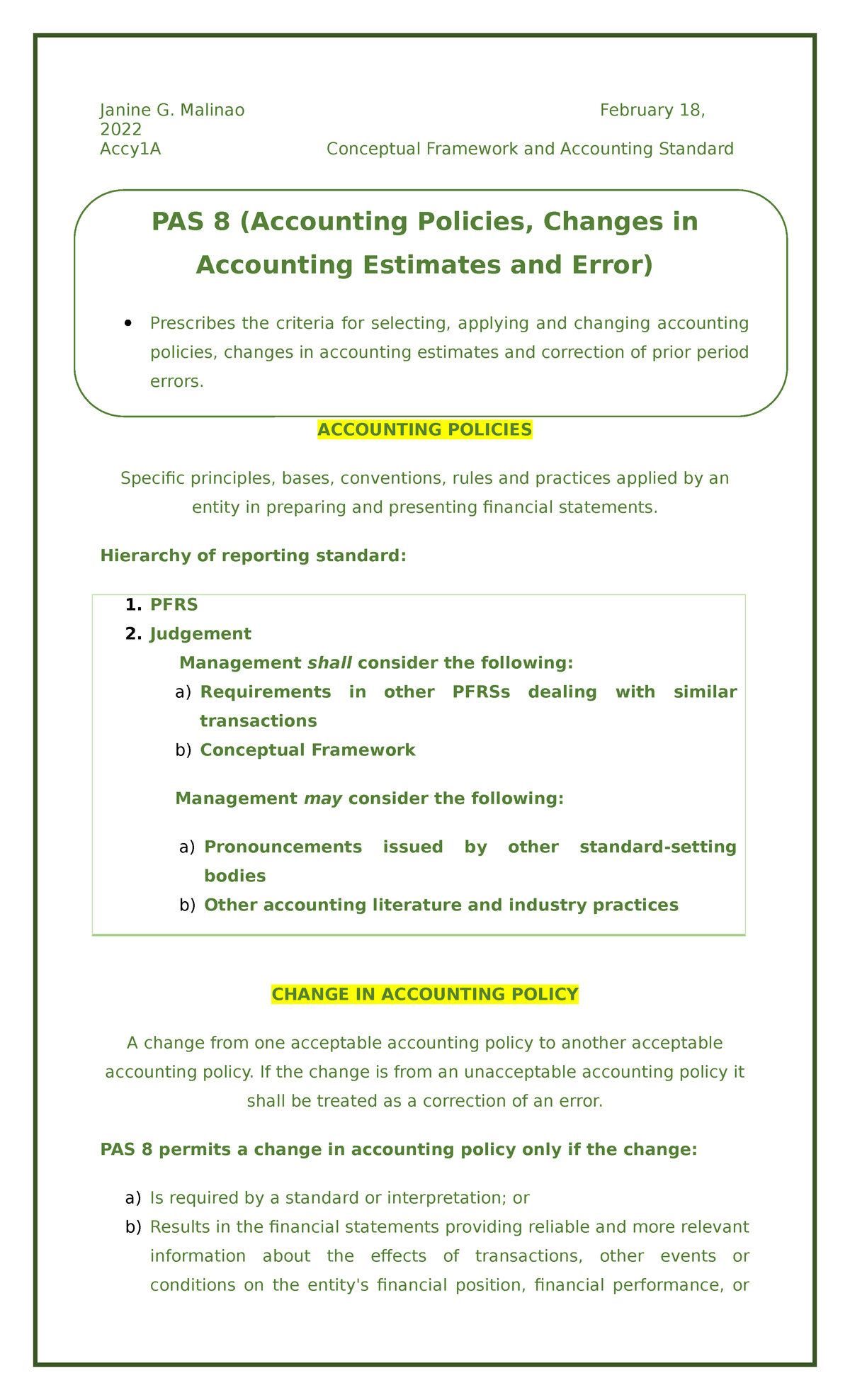 7 - PAS 8 (Accounting Policies, Changes in Accounting Estimates and ...