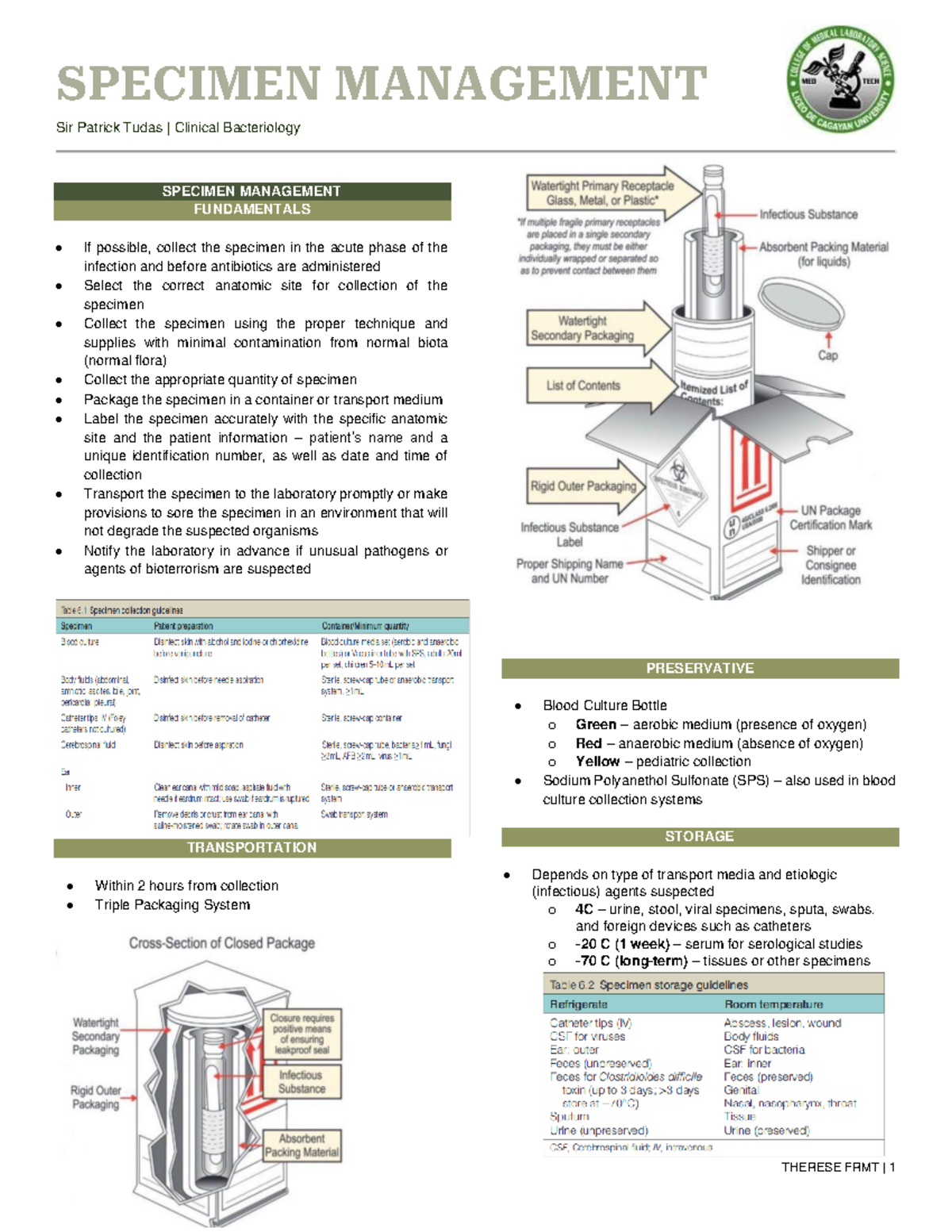 Bacte- Specimen- Management - SPECIMEN MANAGEMENT Sir Patrick Tudas | Clinical Bacteriology ...