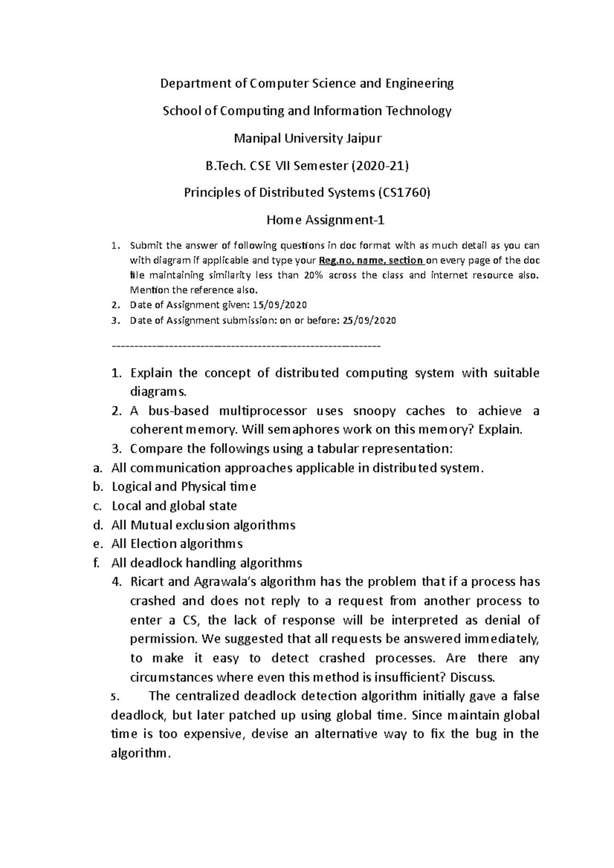 HA-1 - Principals of Distributed Systems - Department of Computer ...