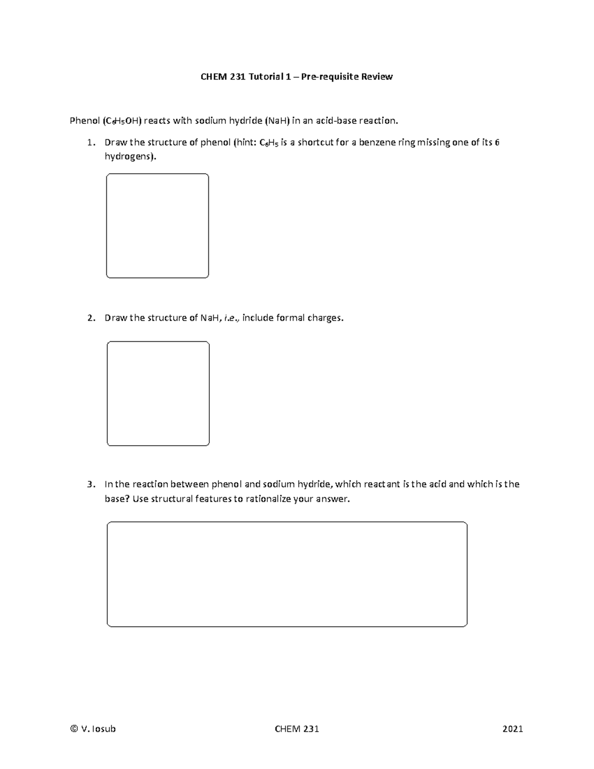CHEM 231 (2021) Tutorial 1 - Chem231 - UVic - Studocu