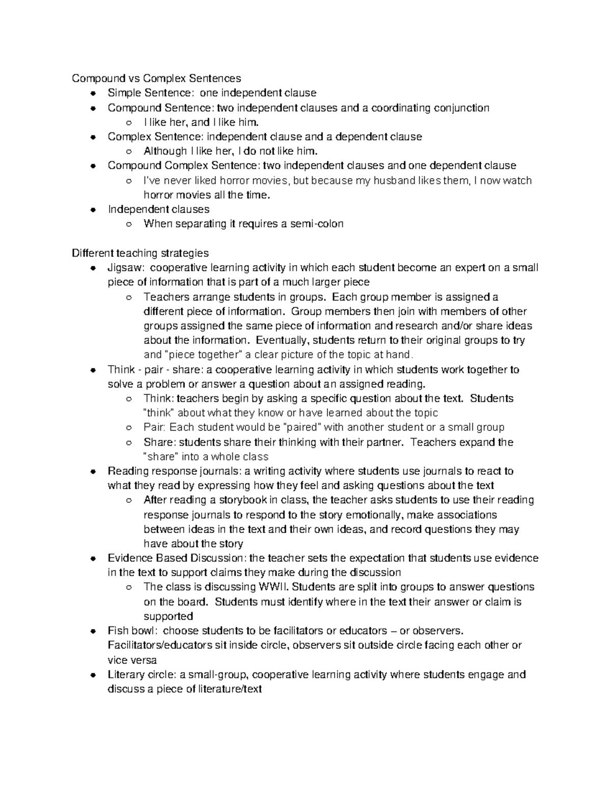 5002 Praxis Study Guide - Compound vs Complex Sentences Simple Sentence ...