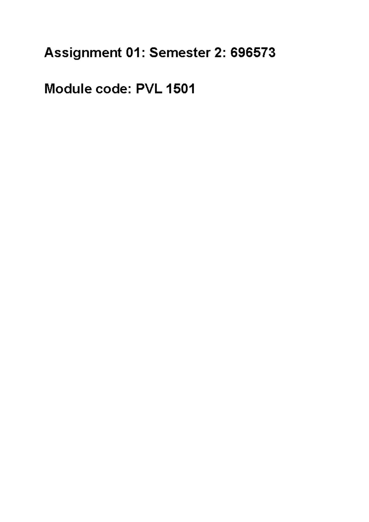 PVL 1501 assignment 1 - Assignment 01: Semester 2: Module code: PVL Question 1: a) Natural ...