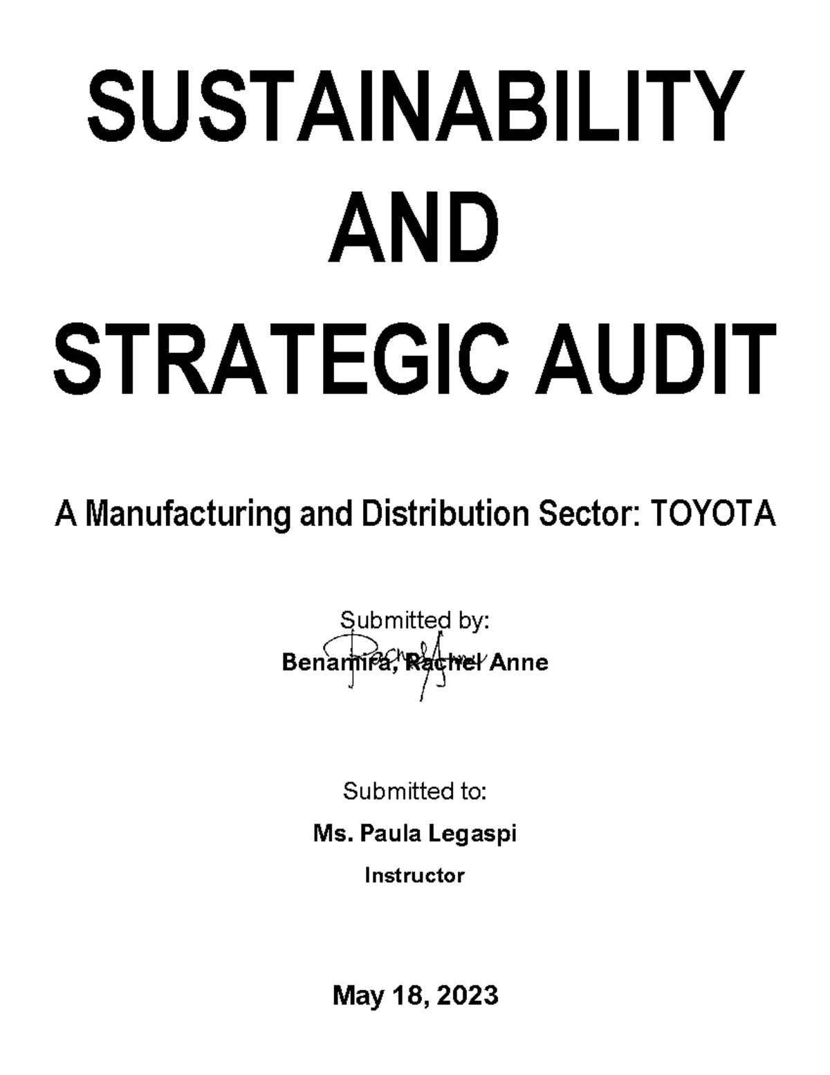 Sustainstrataudit 10TP Benamira BSMA - SUSTAINABILITY AND STRATEGIC ...