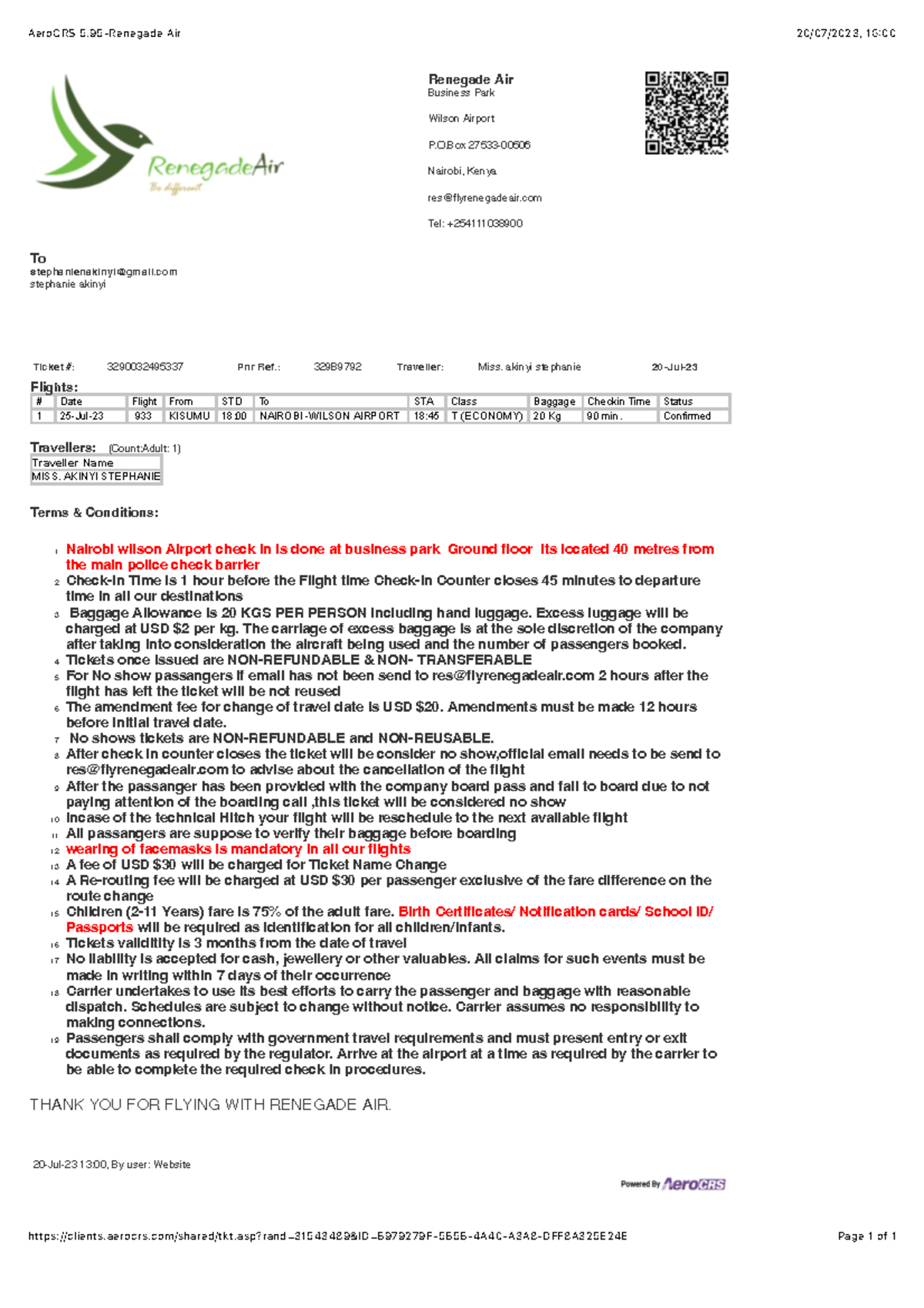Aero CRS 5.95-Renegade Air - AeroCRS 5-Renegade Air 20/07/2023, 16: 00 ...