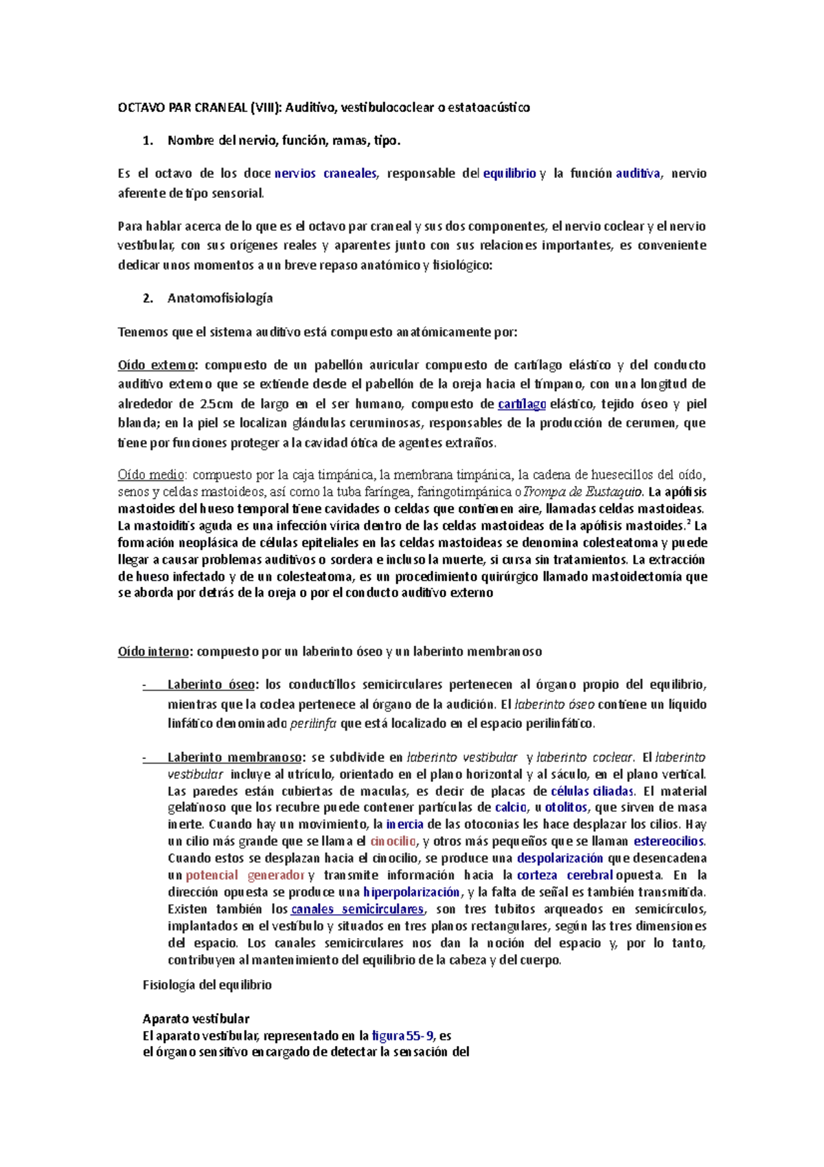 Octavo PAR Craneal - OCTAVO PAR CRANEAL (VIII): Auditivo ...