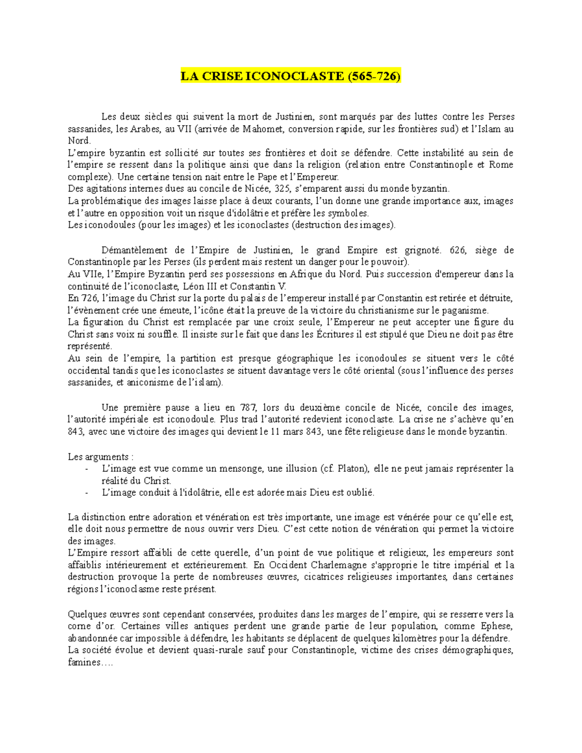 La Crise Iconoclaste - LA CRISE ICONOCLASTE (565-726) Les deux siècles ...