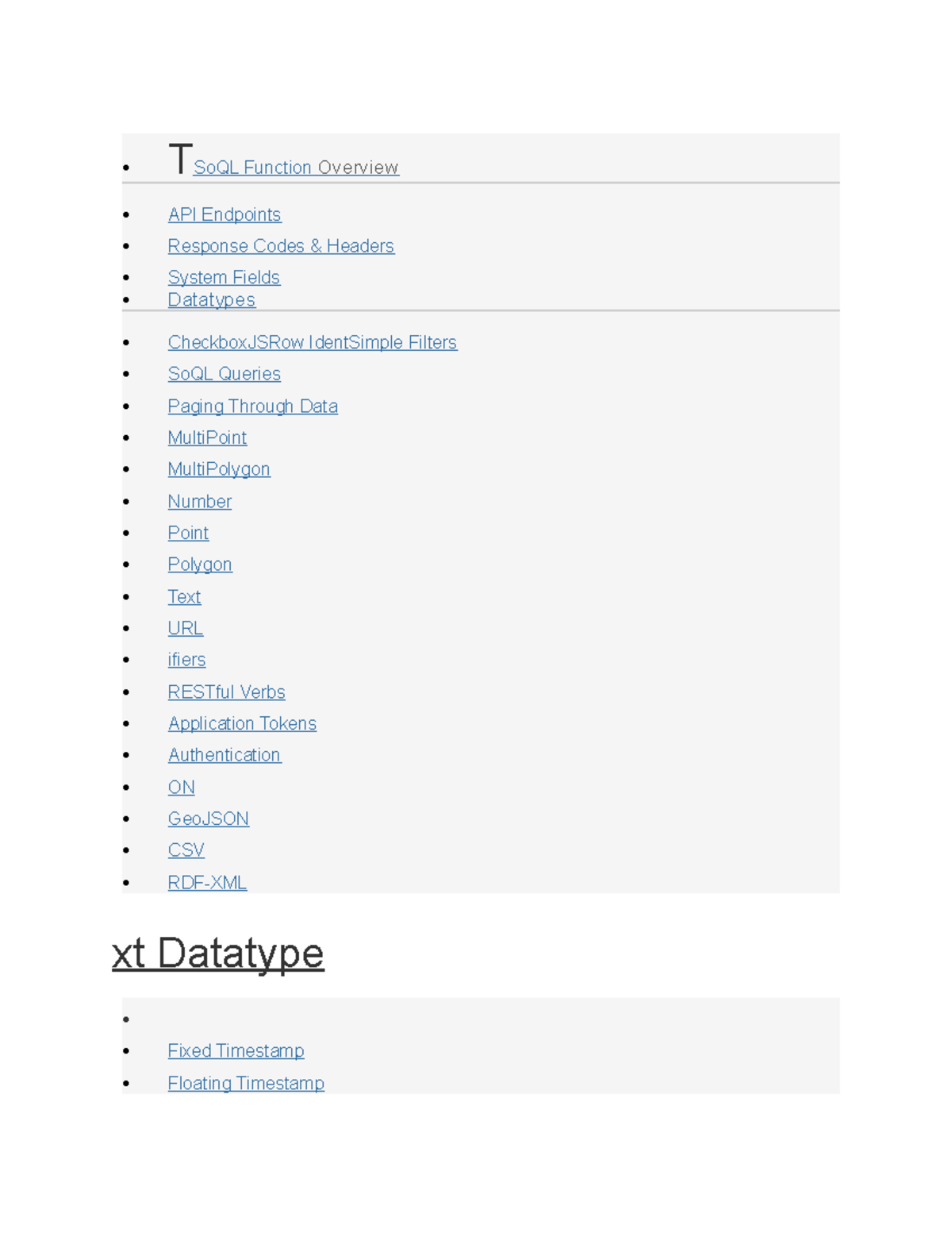 Text Datatype of sql programming for - TSoQL Function Overview API ...