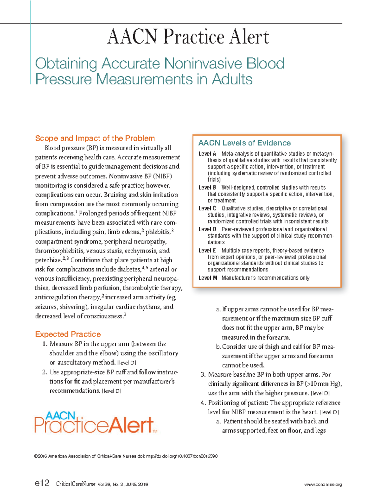Crit Care Nurse-2016-AACN Practice Alert non invasive BP monitoring - a ...