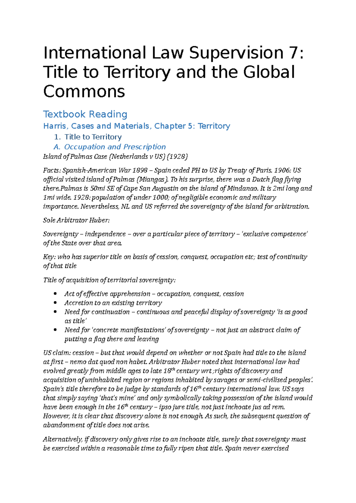 International Law Supervision 7 Notes Territory Commons - International ...