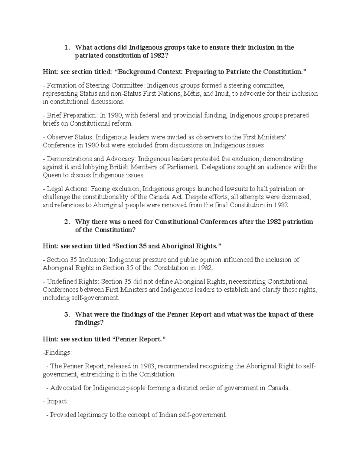 Module 11 Review Questions - What actions did Indigenous groups take to ...