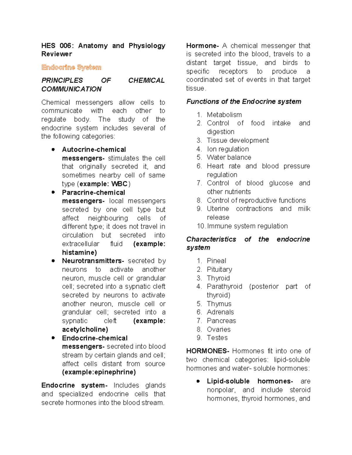 P2- Anaphy-3 - Topics - HES 006: Anatomy and Physiology Reviewer ...