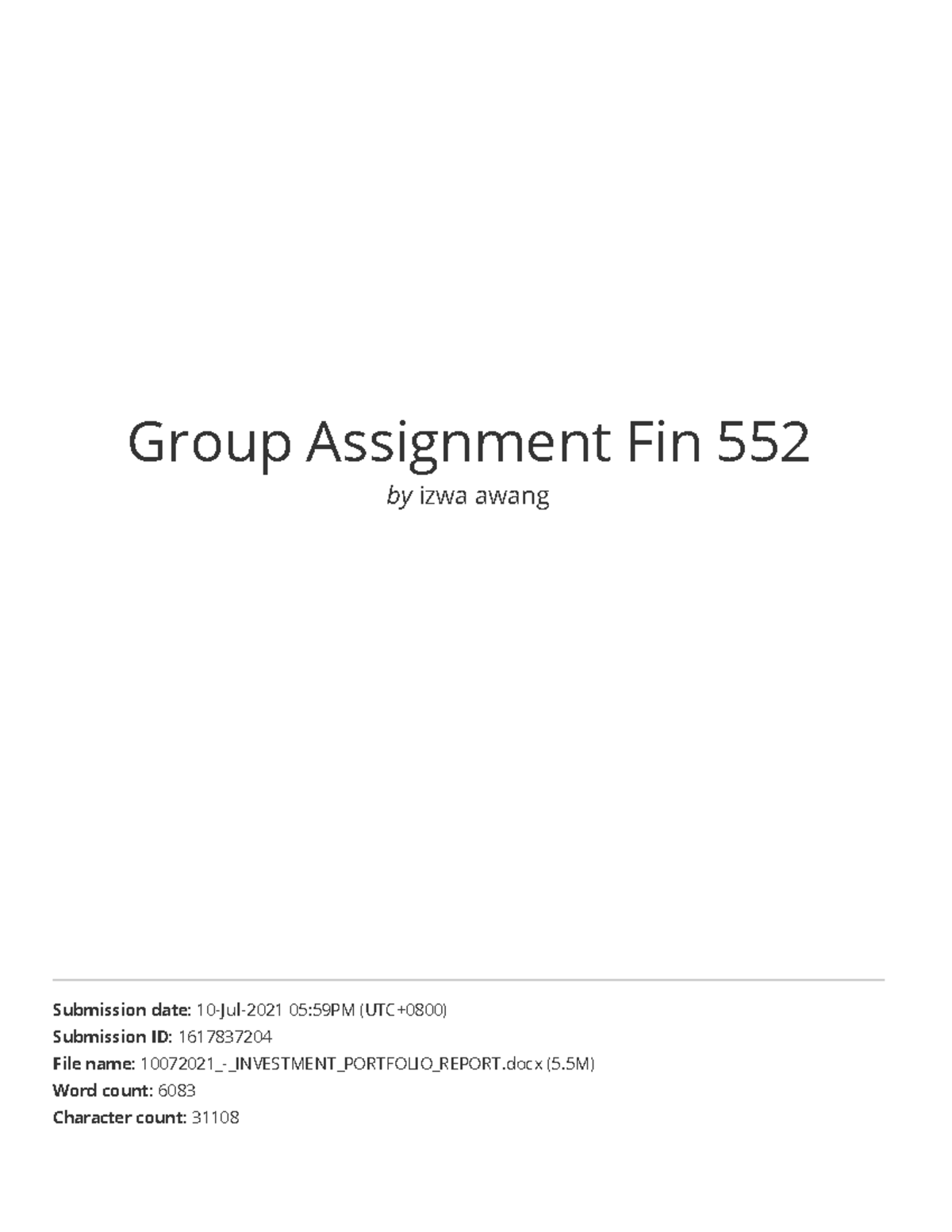 Group Assignment Fin 552 turnitin - International financial management ...