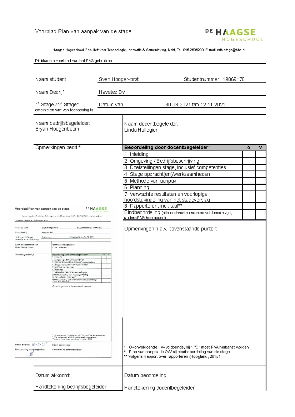 Plan van aanpak-stage semester 5-HHS - Voorblad Plan van aanpak van de ...