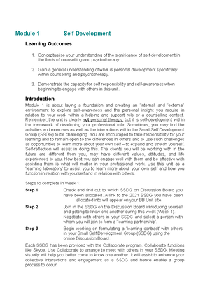 COU3102 Self Development 2 Module 3 - ON & OFF CAMPUS SELF DEVELOPMENT ...