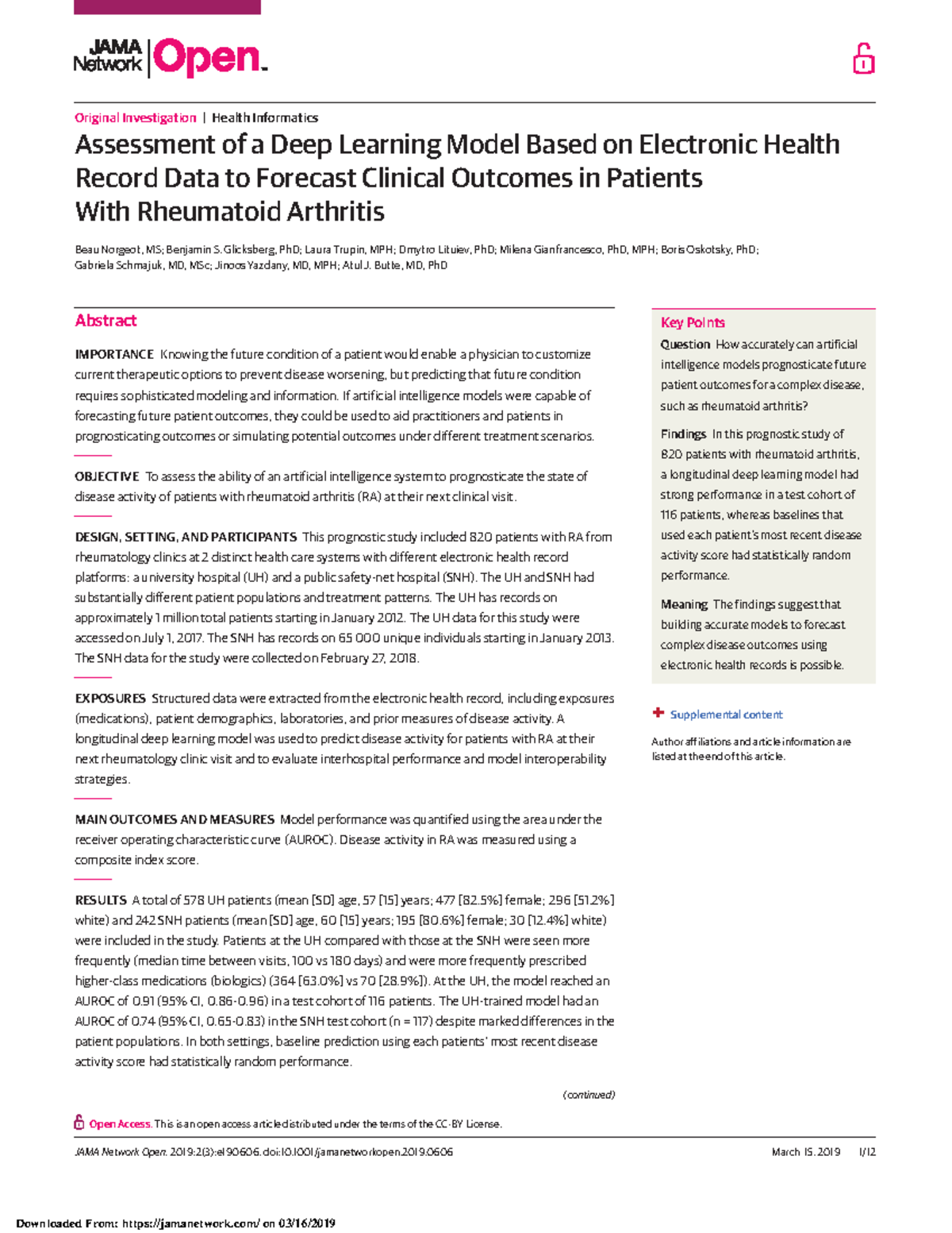 Assessment of a Deep Learning Model Based on Elect - Original ...