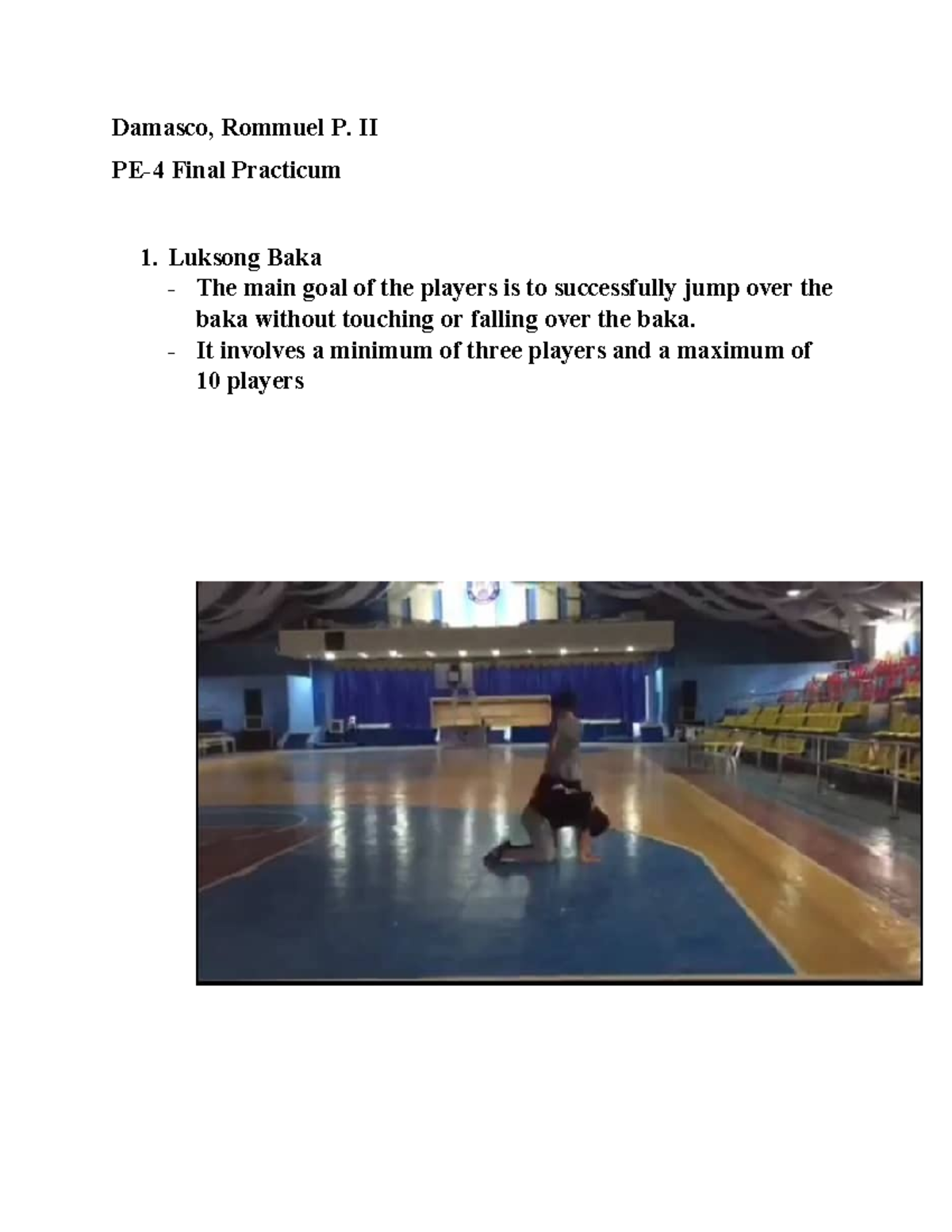 II Final Practicum - Damasco, Rommuel P. II PE-4 Final Practicum 1 ...