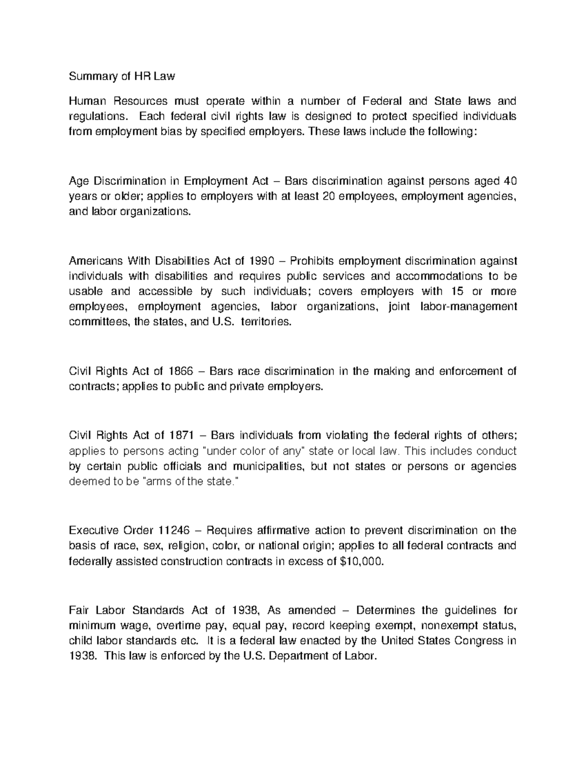 Summary of HR Law - Human Resource Management - USeP - Studocu