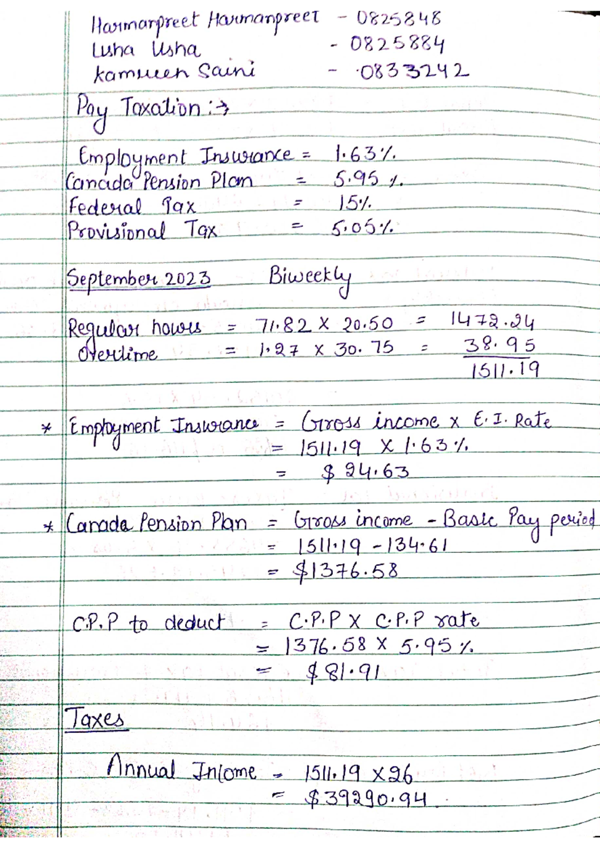 Taxation - How to find EI, CPP and federal tax - IBM100 - Studocu