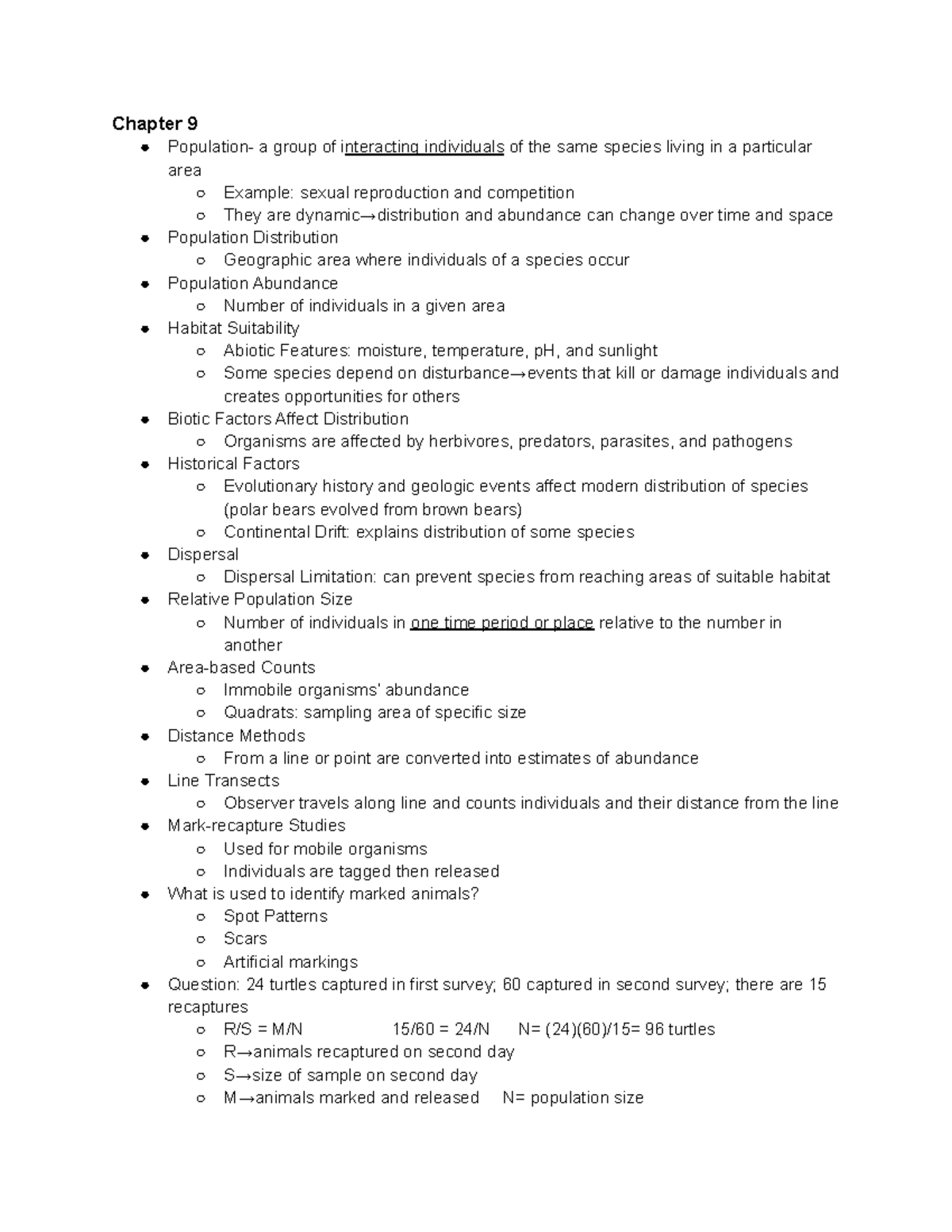 Principles of Ecology Chapters 9+10 - Chapter 9 a group of interacting ...