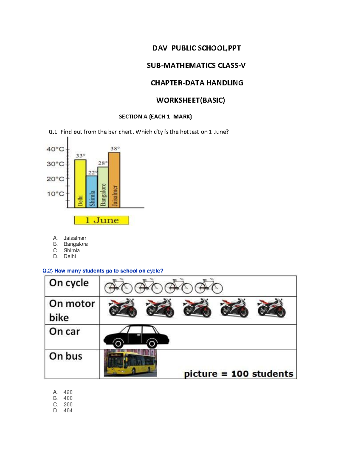 WS-Data handling - DAV PUBLIC SCHOOL,PPT SUB-MATHEMATICS CLASS-V ...