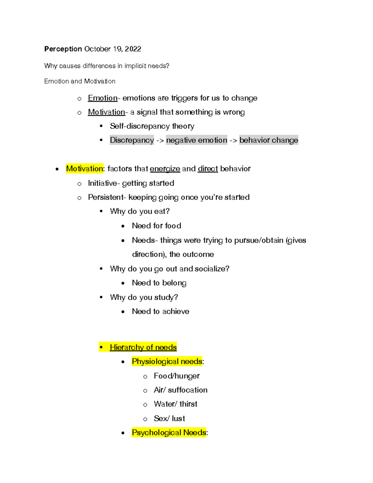 Psychology Notes - Perception October 19, 2022 Why causes differences ...