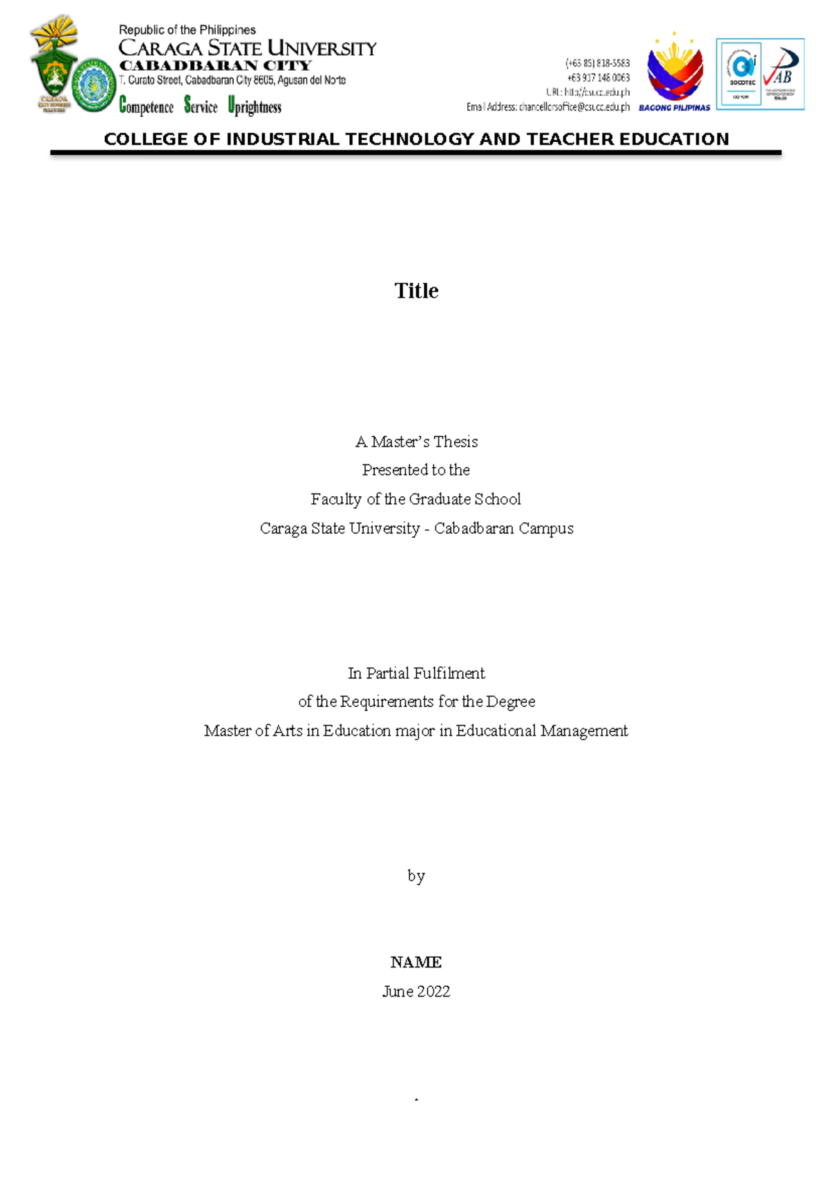 MAED-thesis-outline - lecture notes - i COLLEGE OF INDUSTRIAL ...