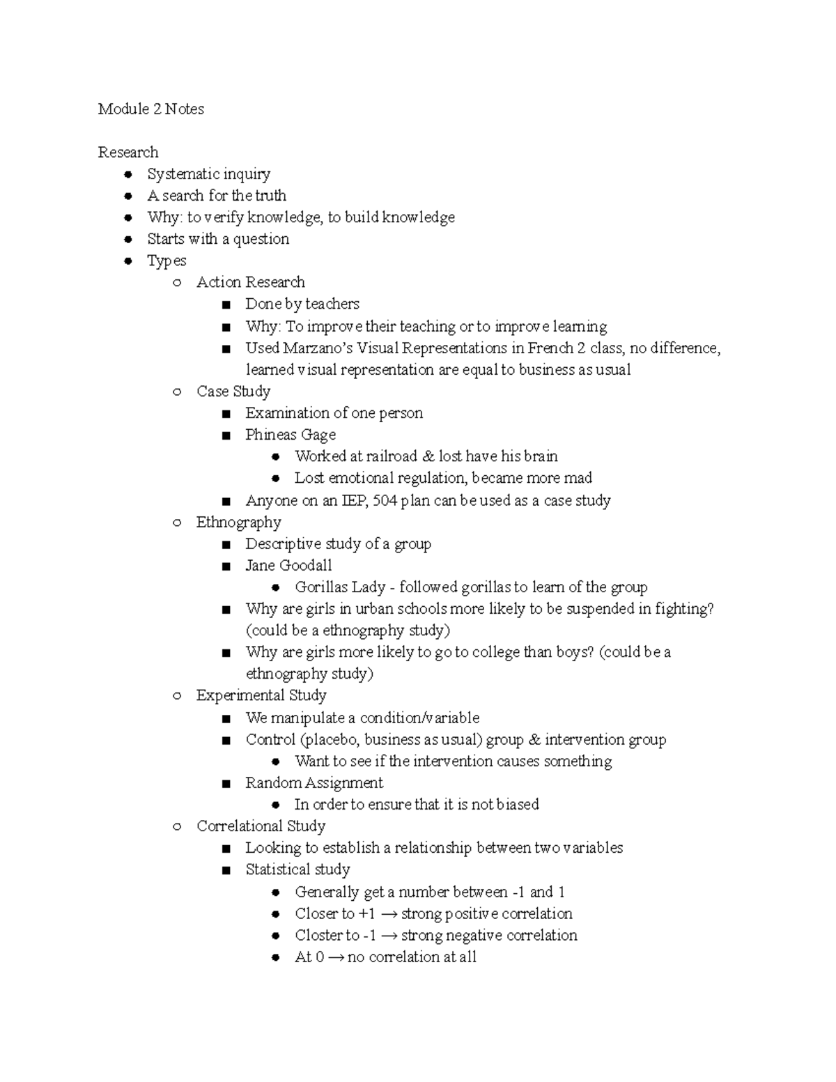 Types of Research Studies - Module 2 Notes Research Systematic inquiry ...