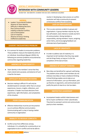 WEEK 2 Community Engagement - VERITAS ET MISERICORDIA 4 COMMUNITY ...