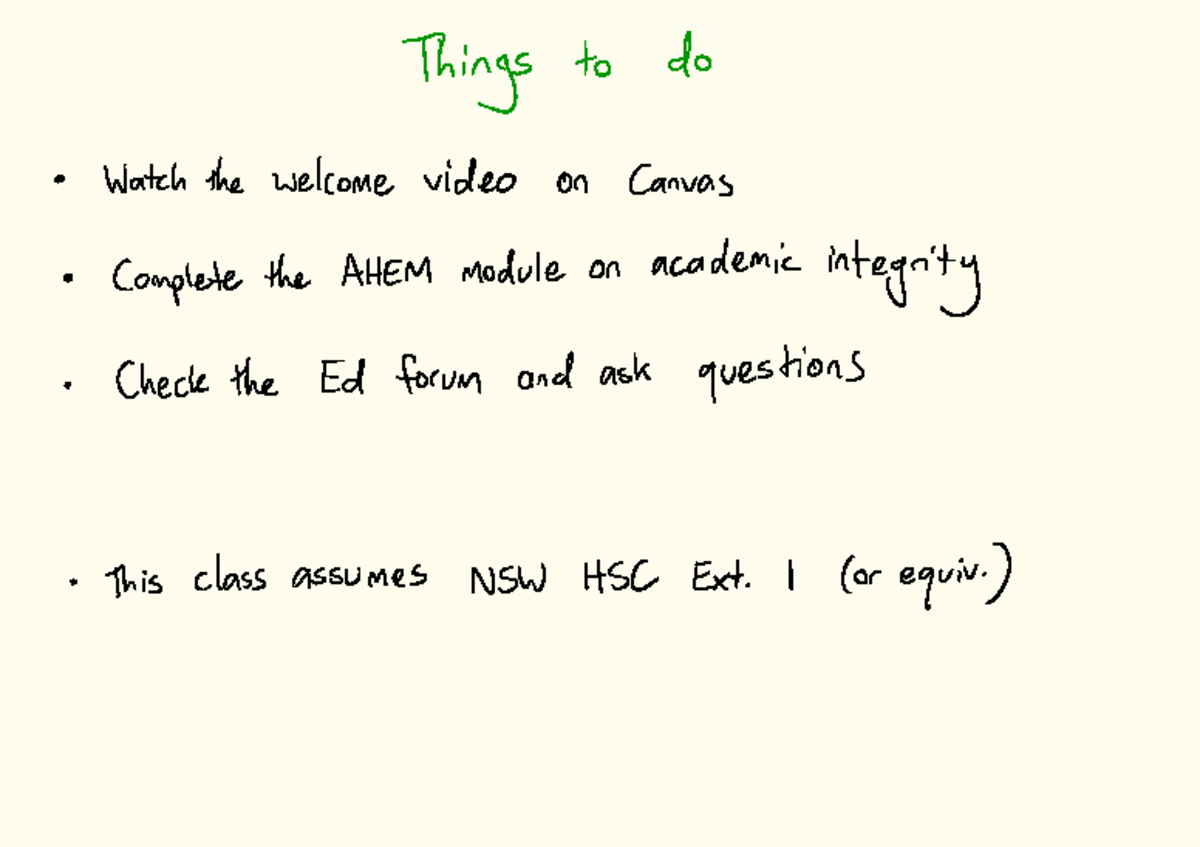 Calculus - Week 1 - lecture notes - Things to do ° Watch the welcome ...