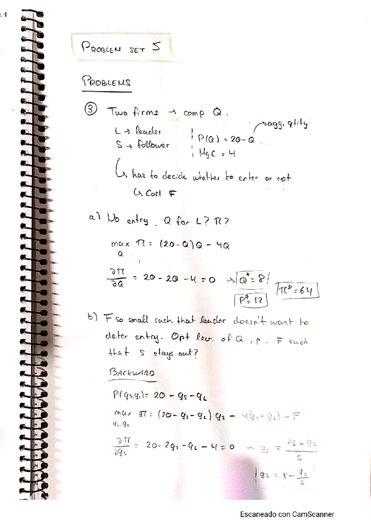 Problem set 5 resuelto - Organización Industrial - Studocu