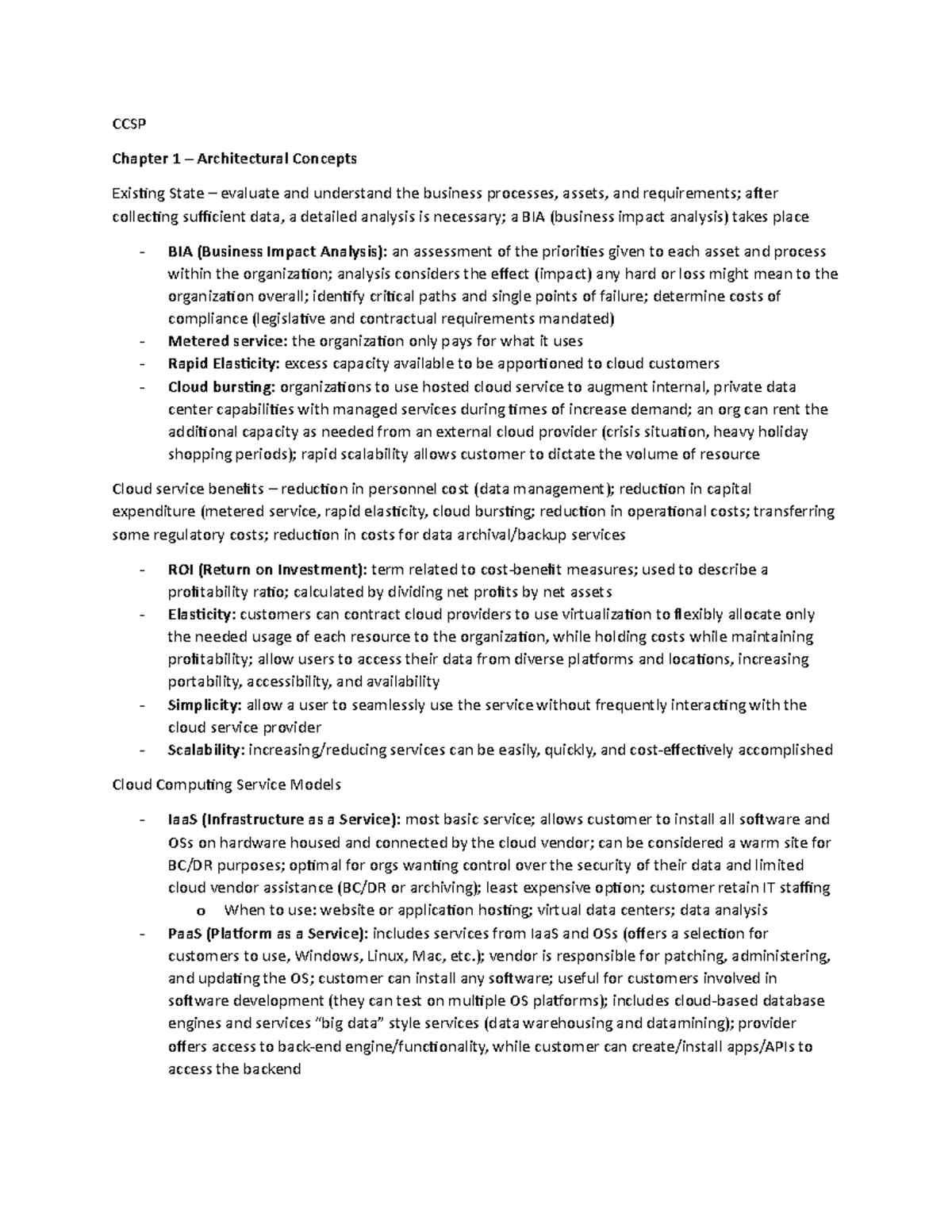 CCSP Notes - CCSP Chapter 1 – Architectural Concepts Existing State ...