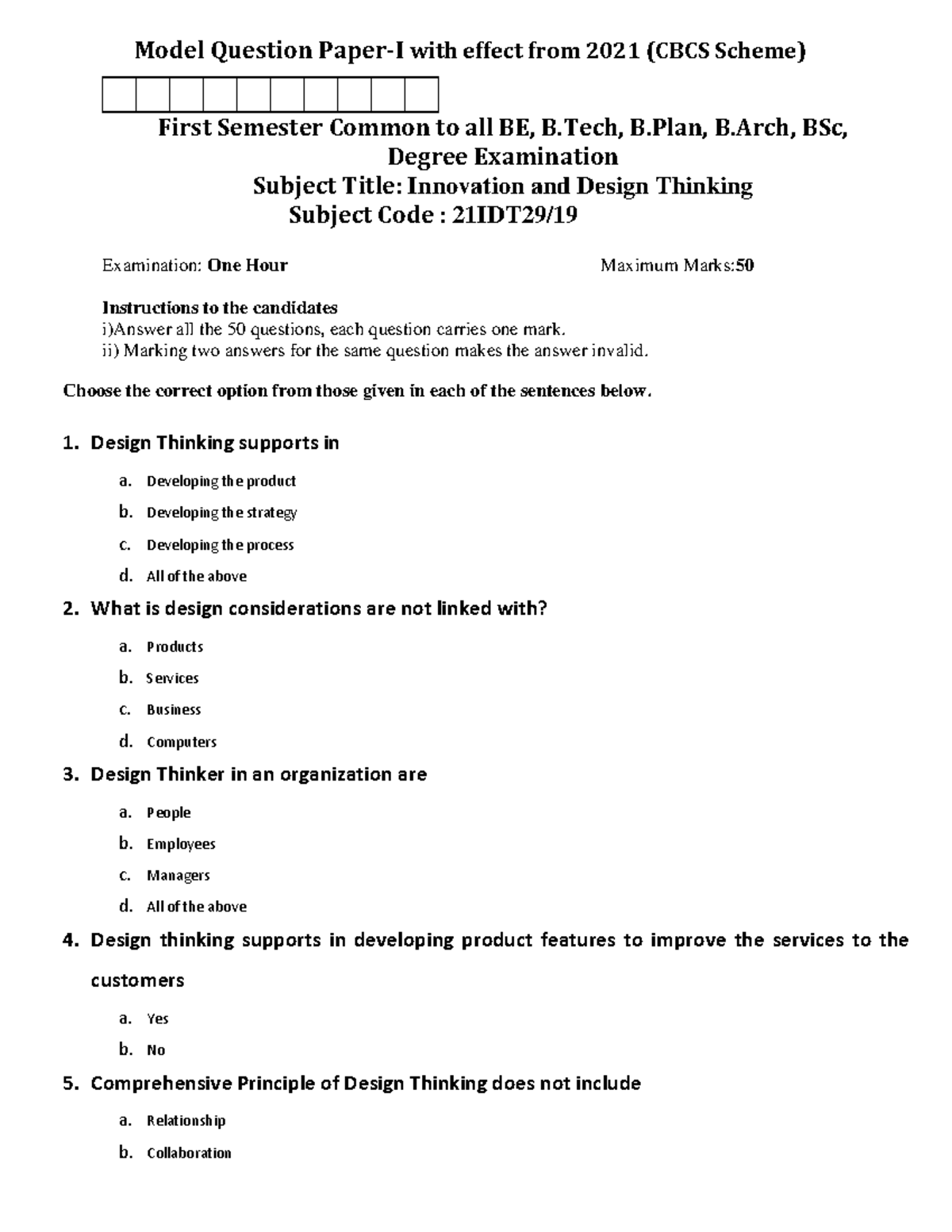 IDT - Model question paper required as per the syllabus everyone can ...