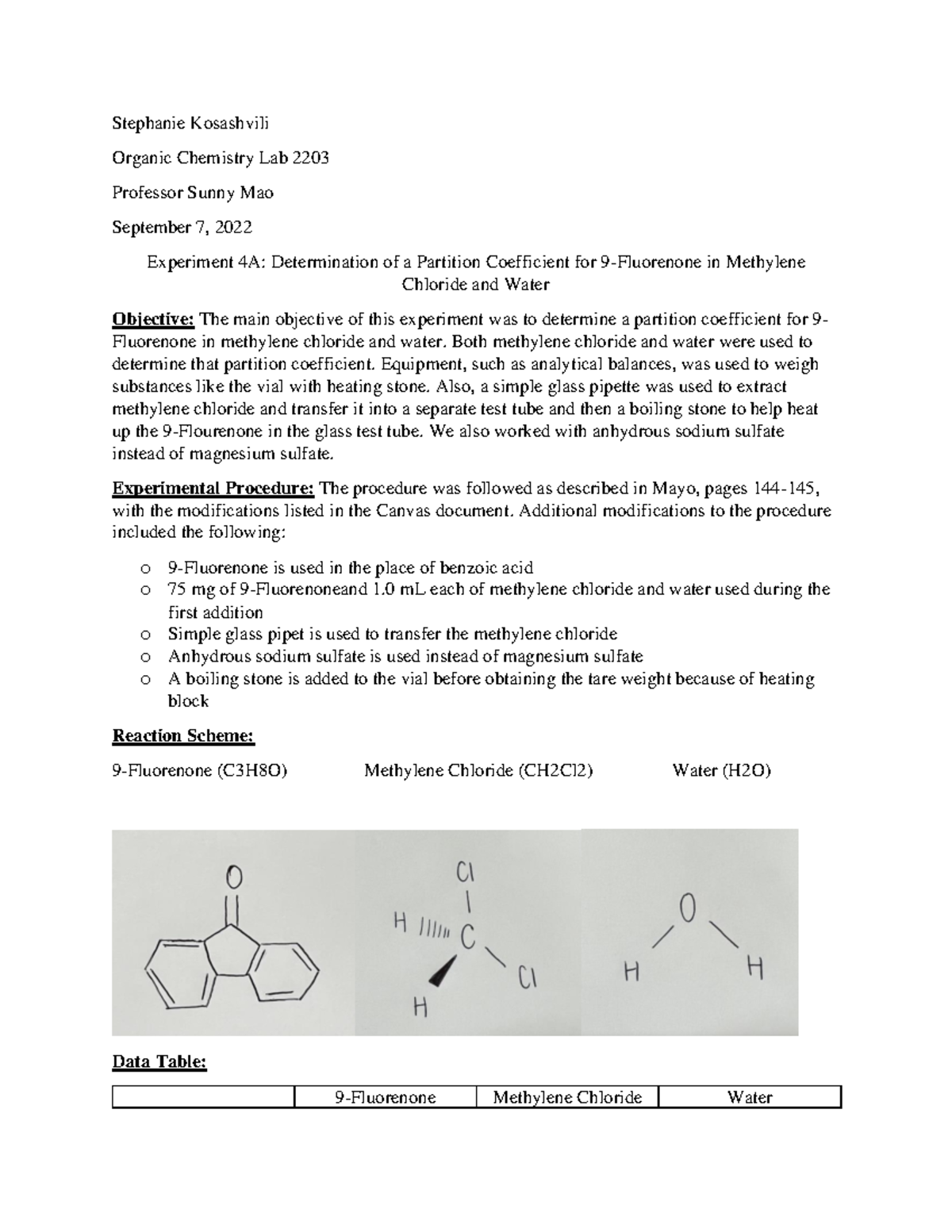 Orgo Lab 1 - Lab 1 for Organic Chemistry 2021 Grade got: 27/30 ...