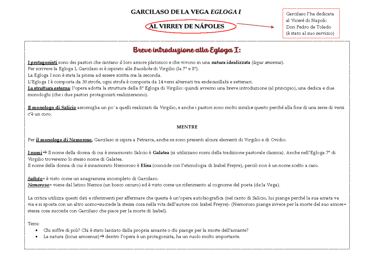 Egloga I di Garcilaso de la Vega analisi completa (di tutti i trattati ...