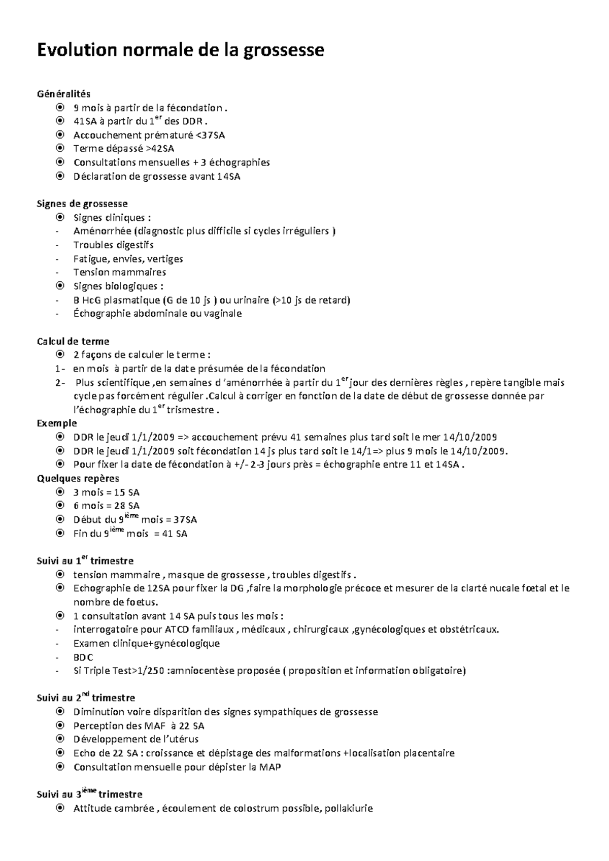 Evolution normale de la grossesse - Evolution normale de la grossesse ...