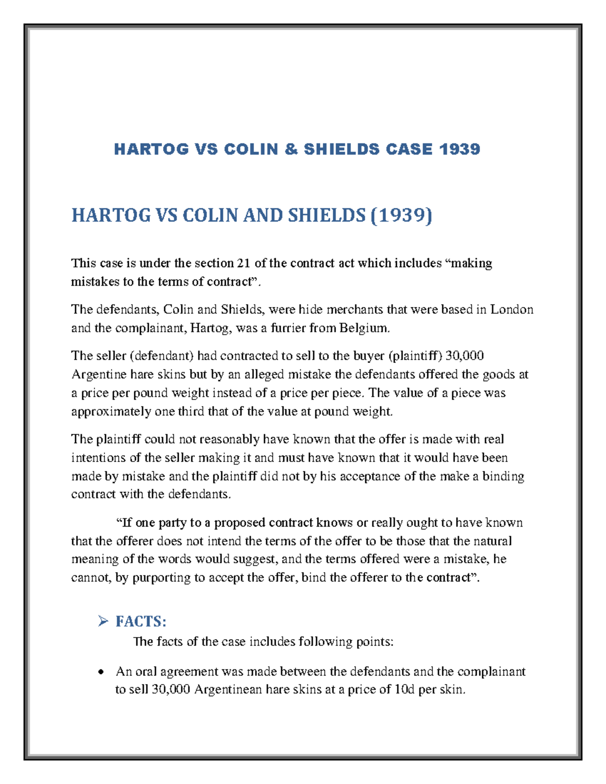Hartog VS Colin - It is a case brief, so you don't need to go through ...