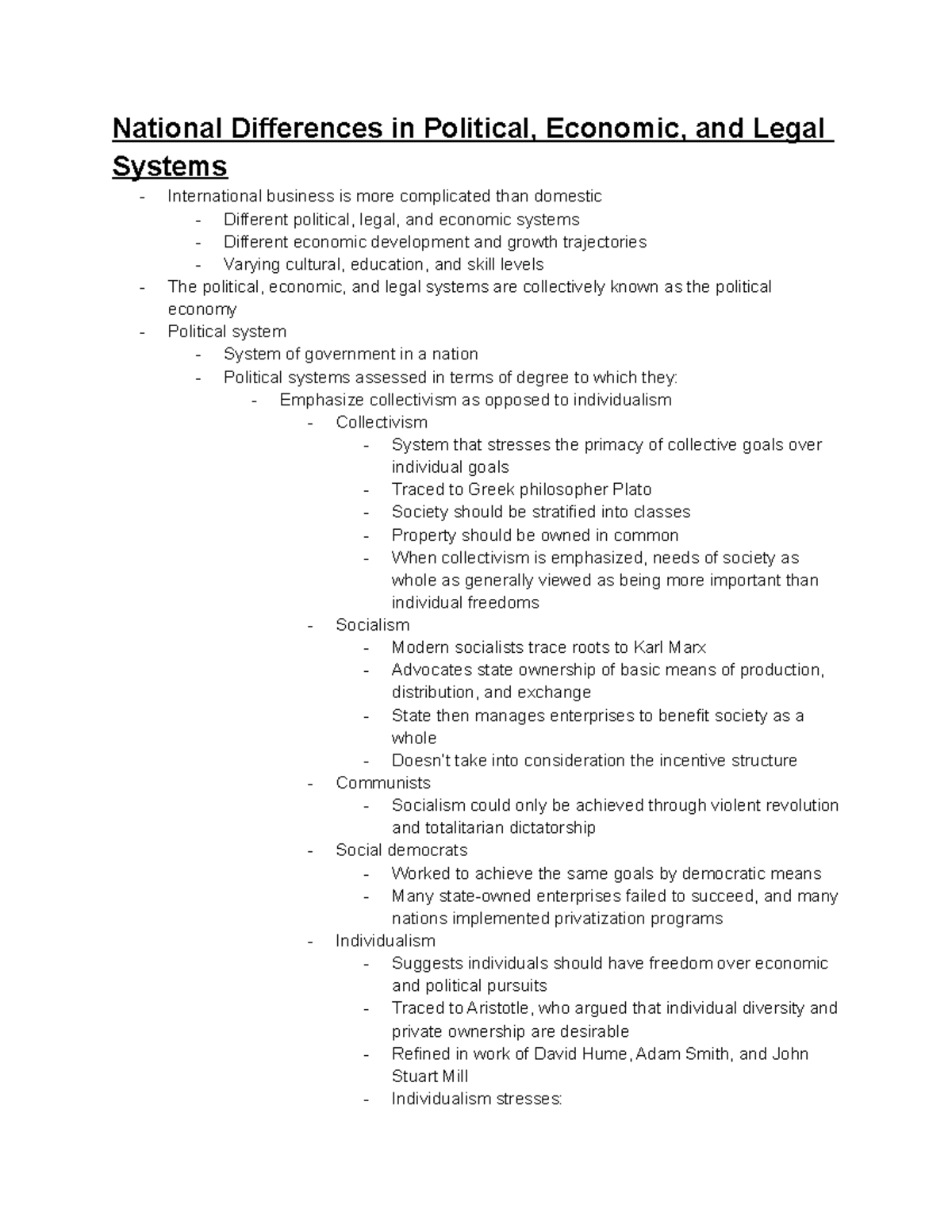 National Differences in Political, Economic, and Legal Systems ...