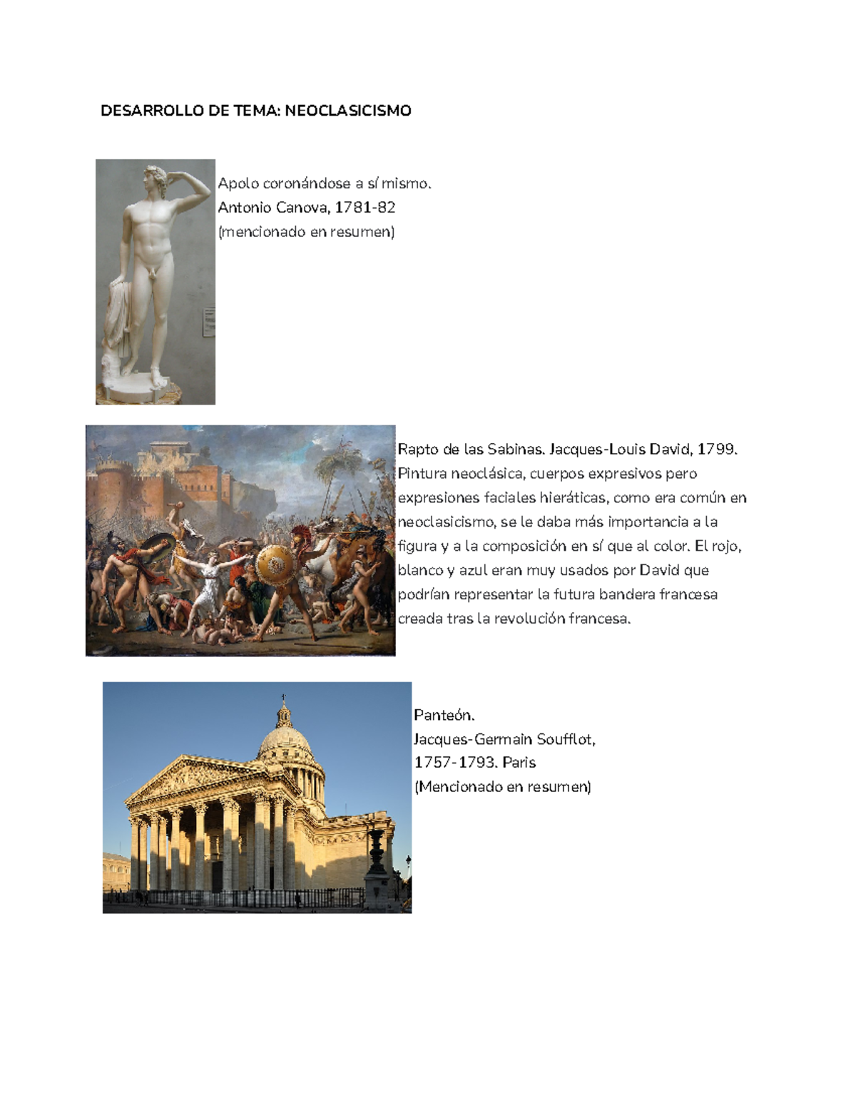 Desarrollo DE TEMA Neoclasicismo - DESARROLLO DE TEMA: NEOCLASICISMO Apolo coronándose a sí ...