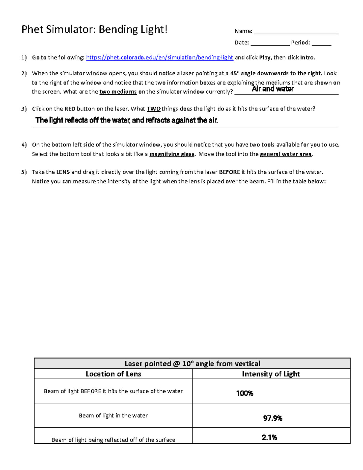 LAB - Wave refraction (p Het) okpmfdfdoipjed - Phet Simulator: Bending ...