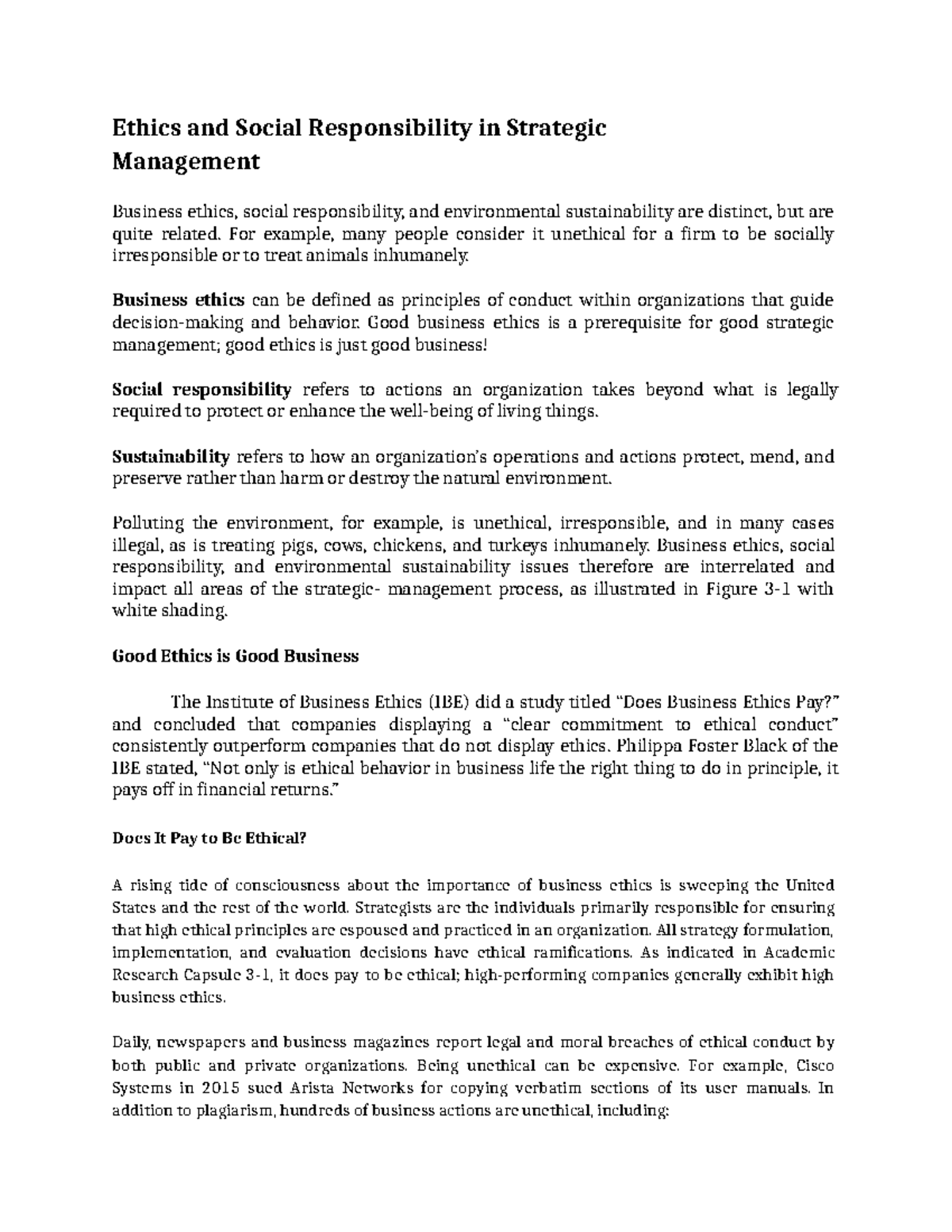 Ethics and Social Responsibility - For example, many people consider it ...