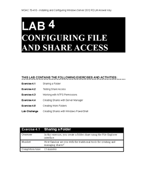 Lab2 - L AB 2 CONFIGURING SERVERS THIS LAB CONTAINS THE FOLLOWING ...
